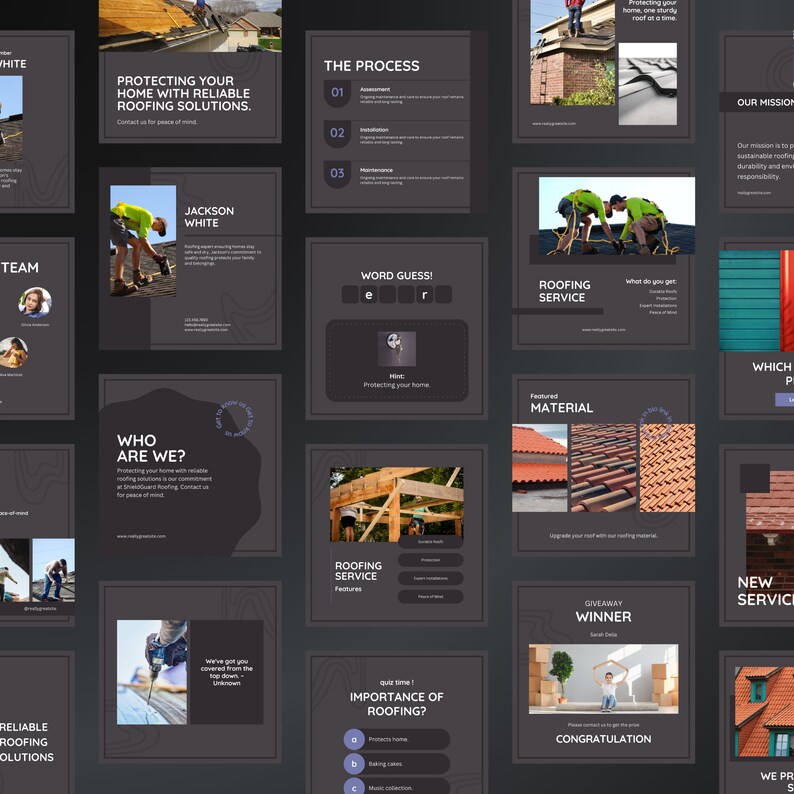 Roofing Business Canva Template, Roofing Instagram Post Templates for ...