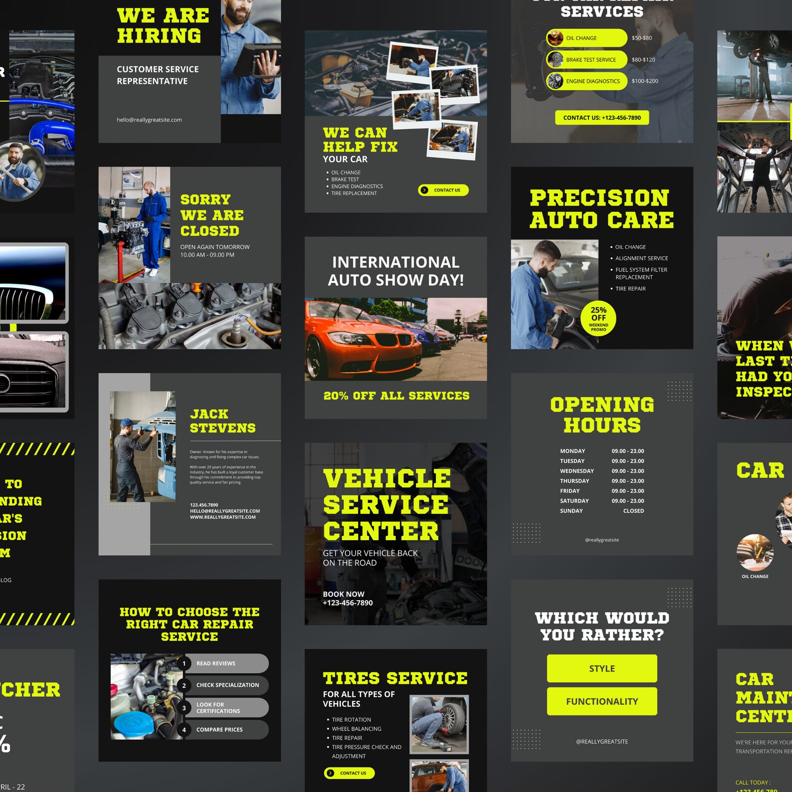 Auto Repair Shop Canva Templates, Automotive Posts, Car Repair Feed ...