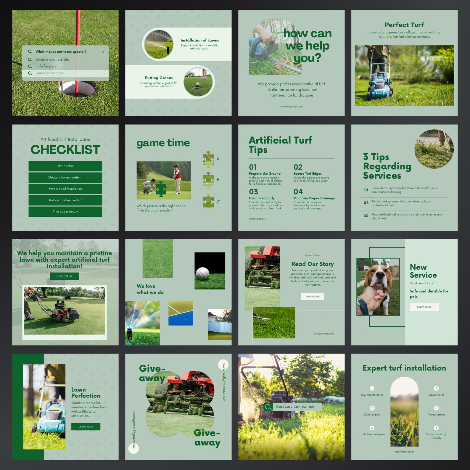 Artificial Turf Installation Service Canva Template, Artificial Turf ...
