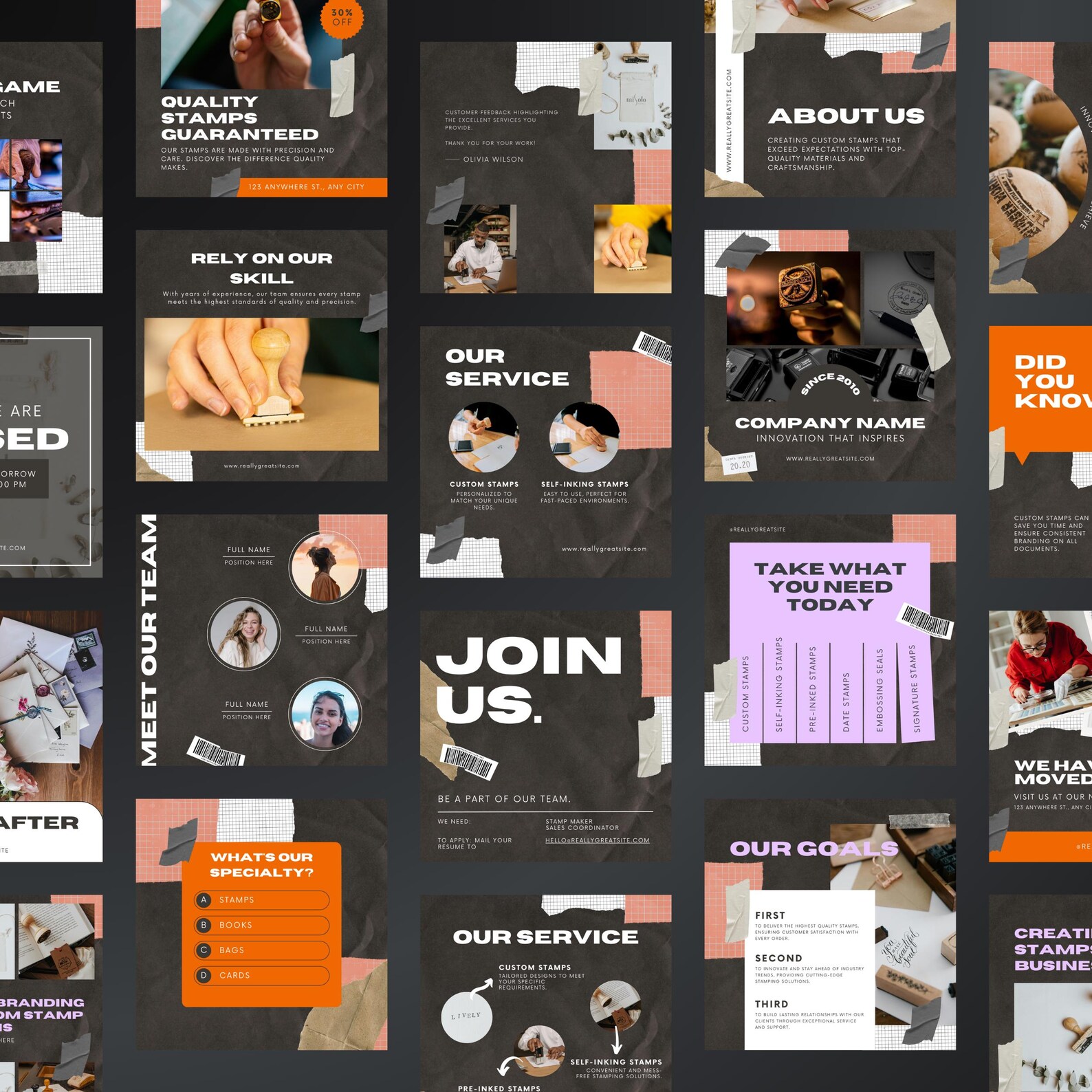 Stamp Making Business Canva Templates, Instagram Posts for Custom Stamp ...