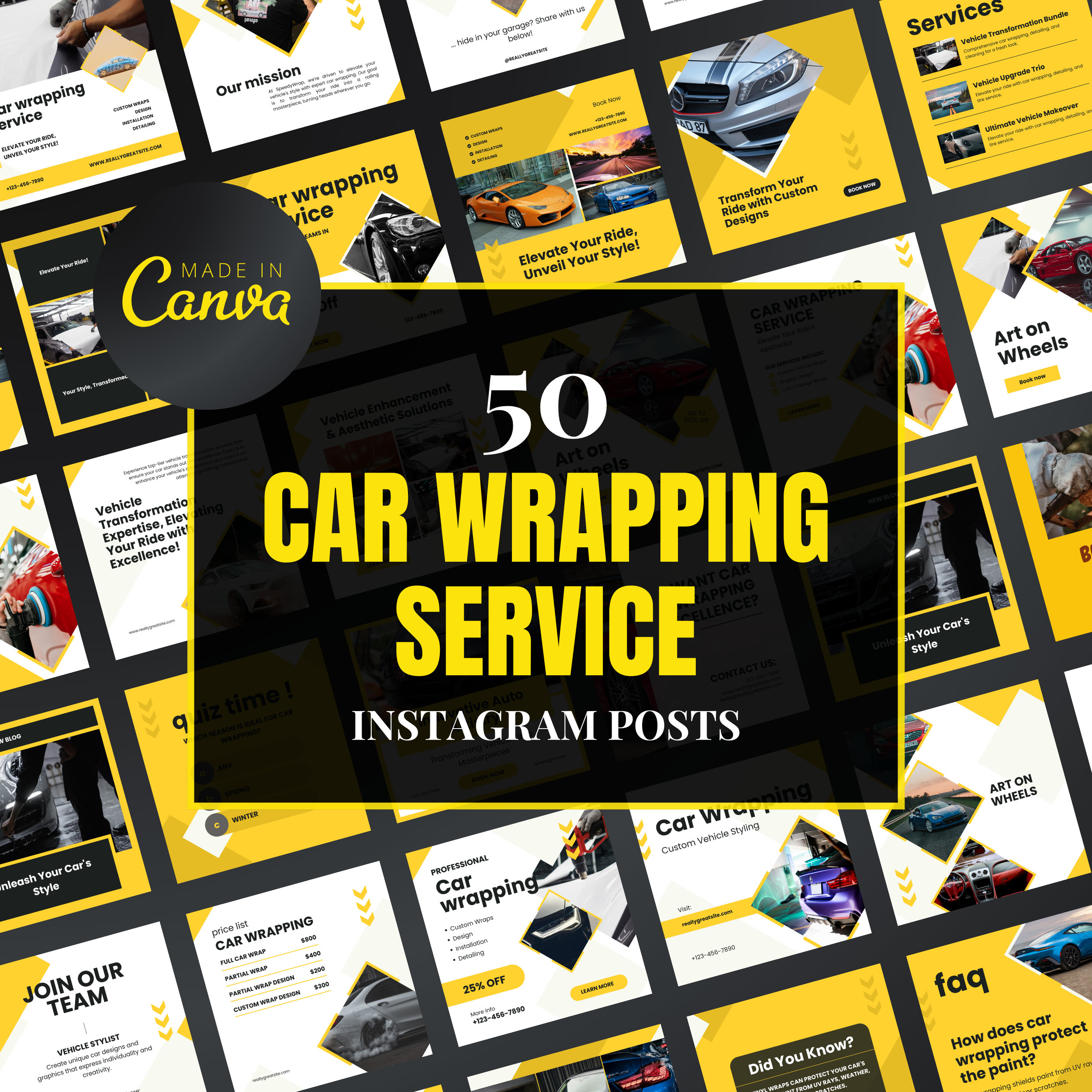 Car Wrapping Service Canva Template, Auto Repair, Instagram Template ...