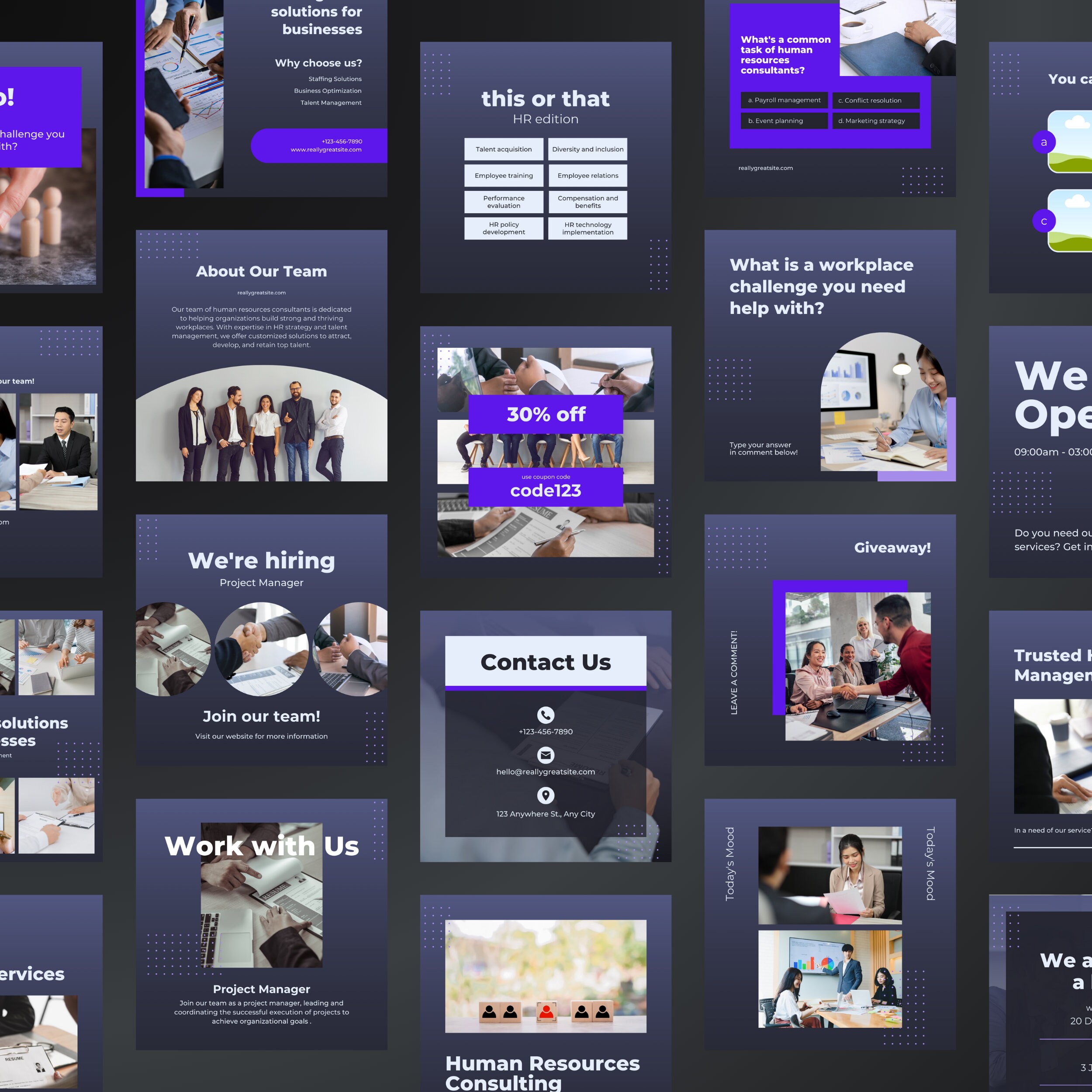 HR Canva Templates | Editable Instagram Posts for Human Resources ...