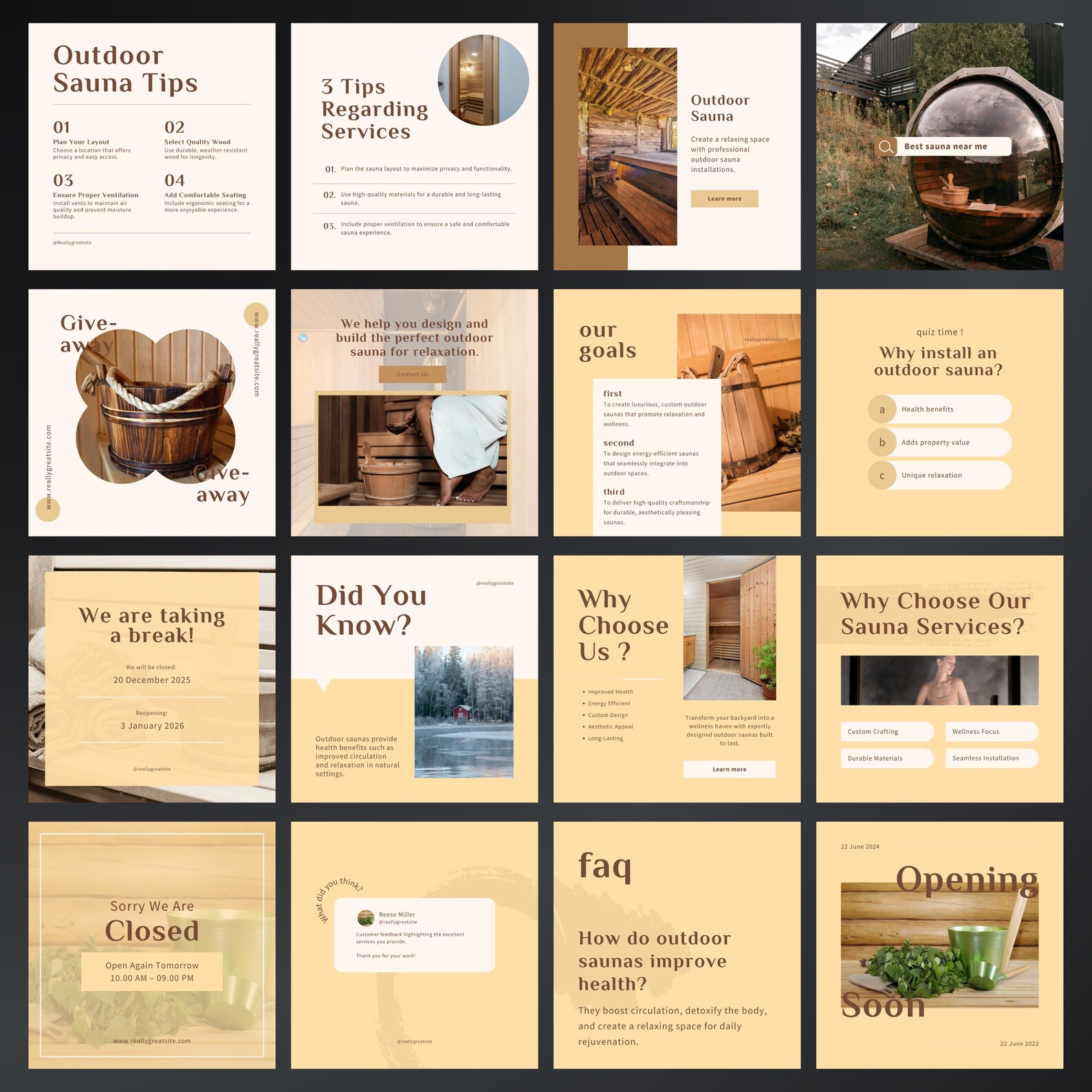 Outdoor Sauna Installation Canva Templates, Sauna Installation ...