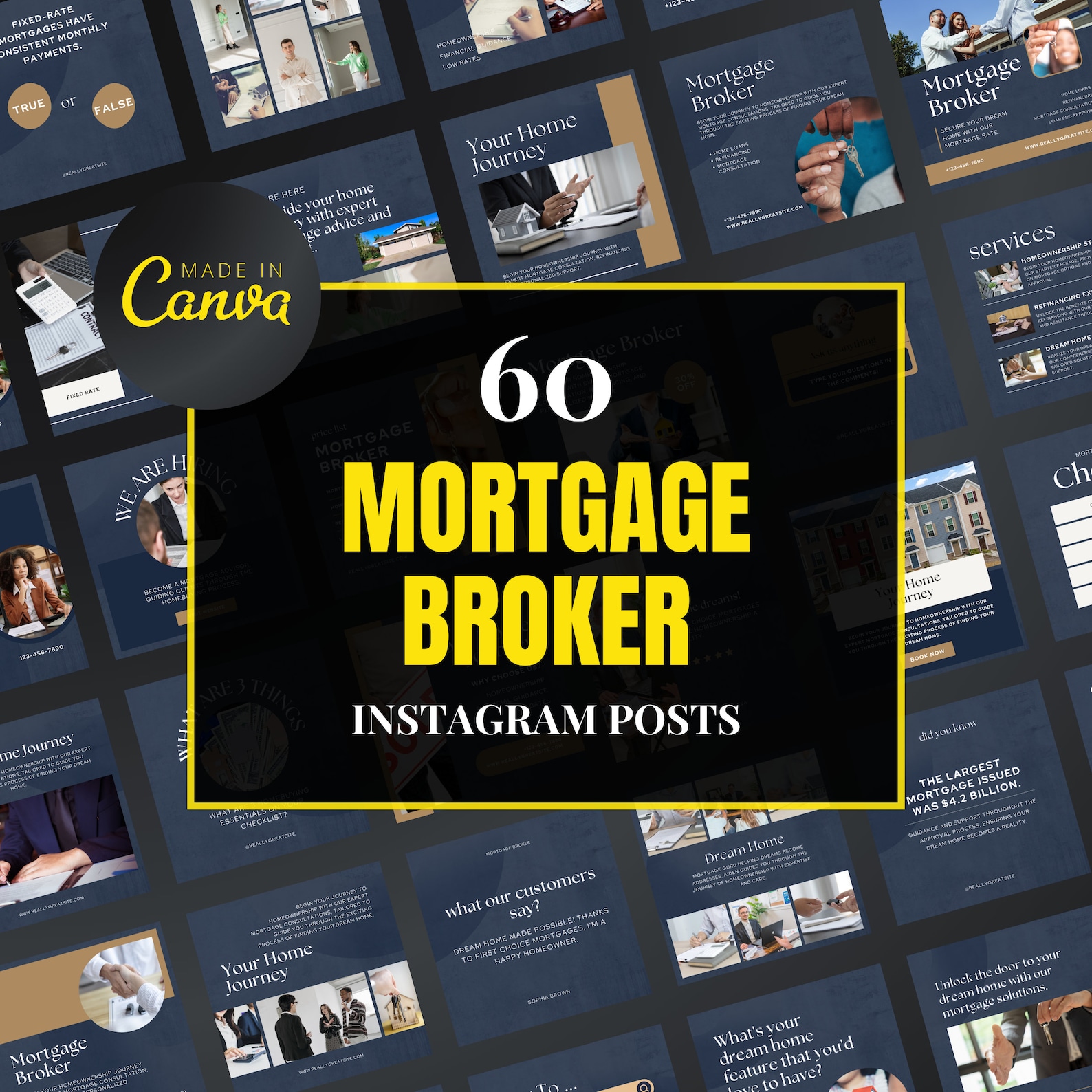 Mortgage Broker Social Media Canva Templates | Editable Instagram Post ...
