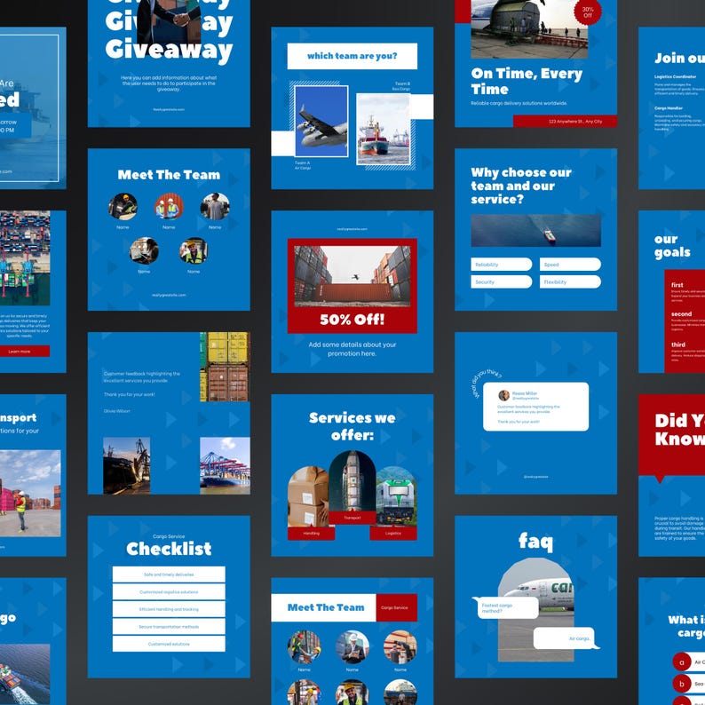 Cargo Service Canva Templates | Editable Instagram Posts for Logistics ...