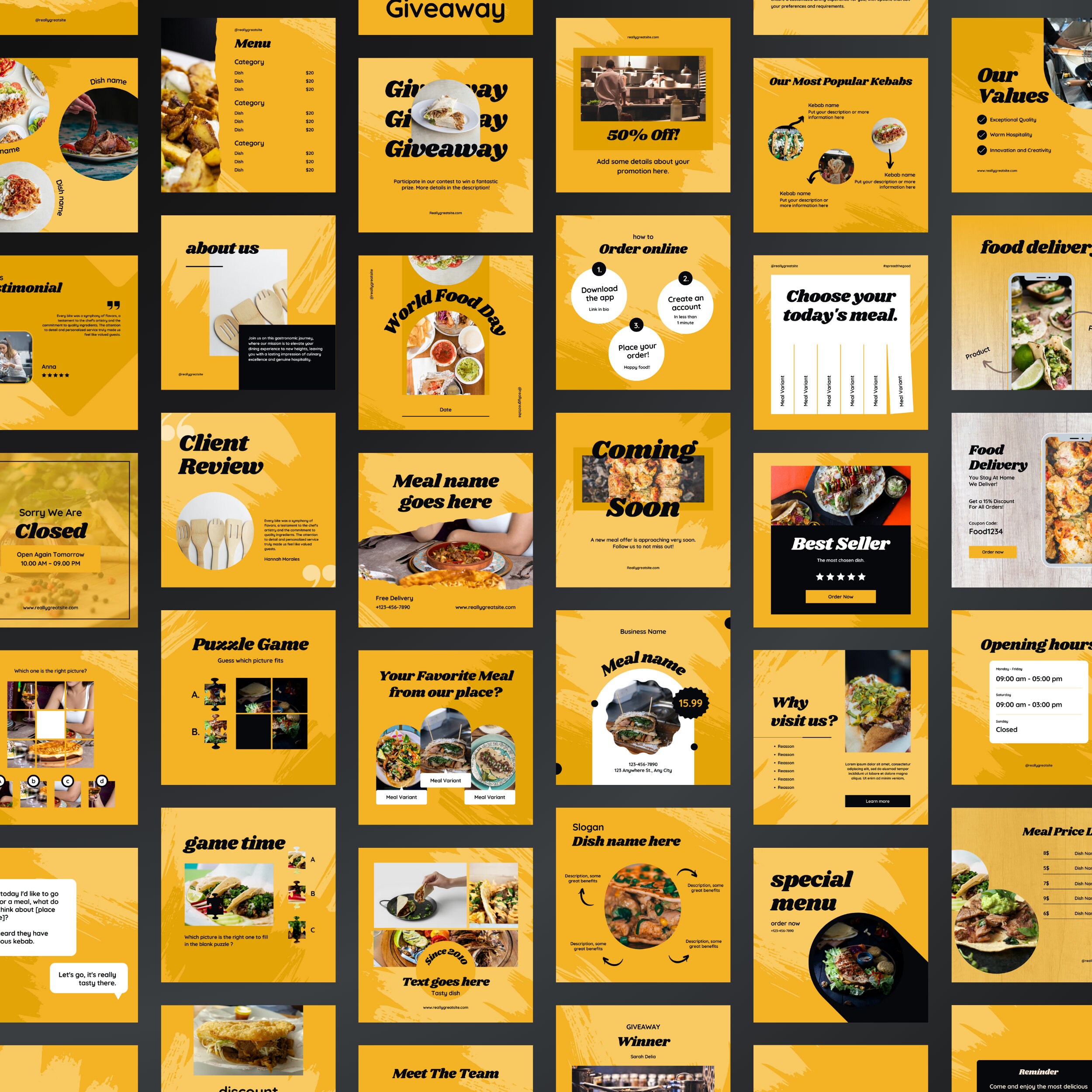 Kebab Shop Canva Template, Kebab Store Restaurant Instagram Posts ...