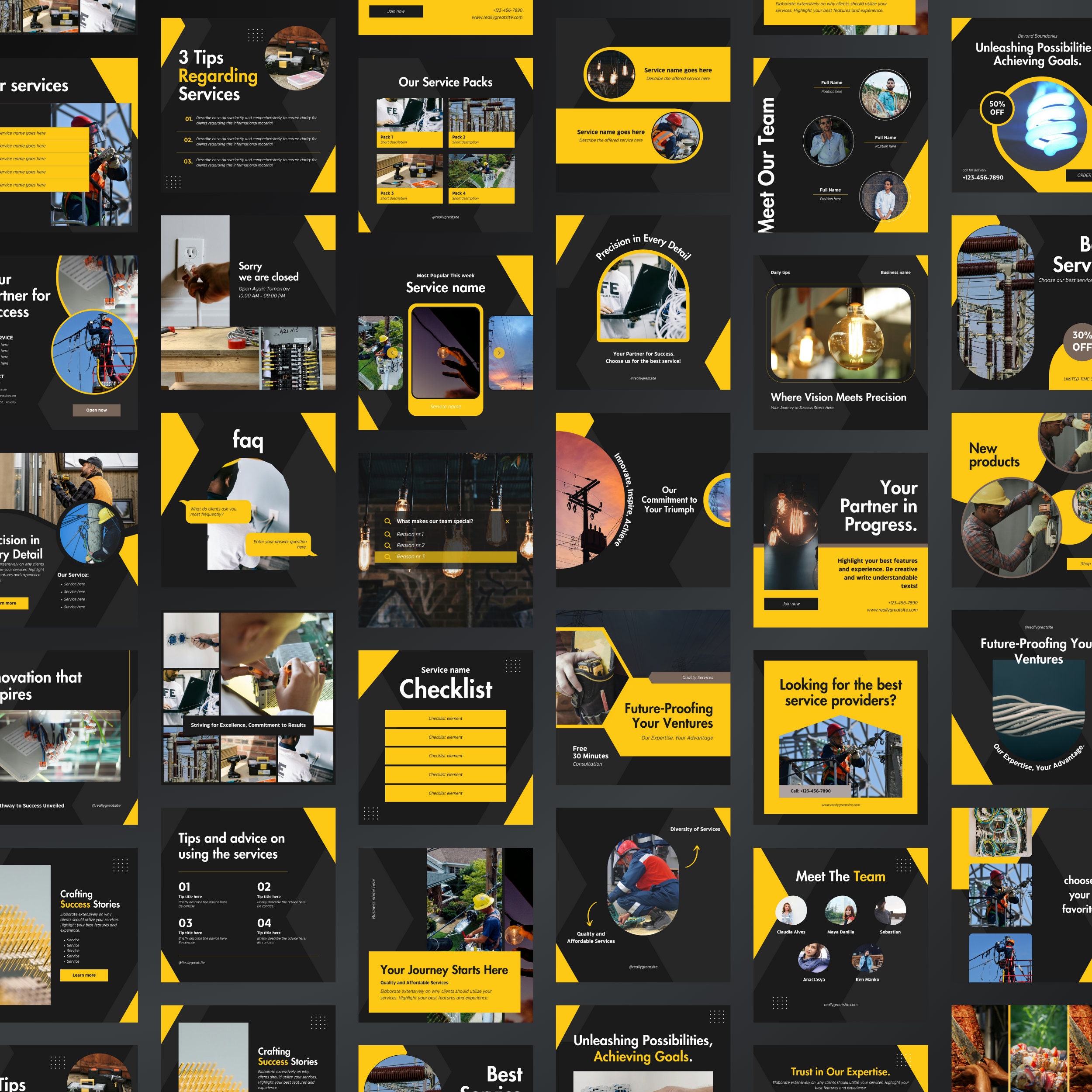 Electrical Services Canva Template, Electrician Instagram Posts ...