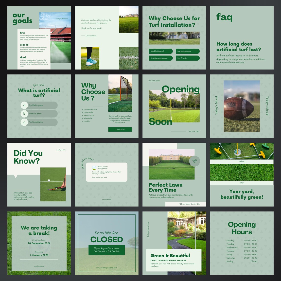 Artificial Turf Installation Service Canva Template, Artificial Turf ...