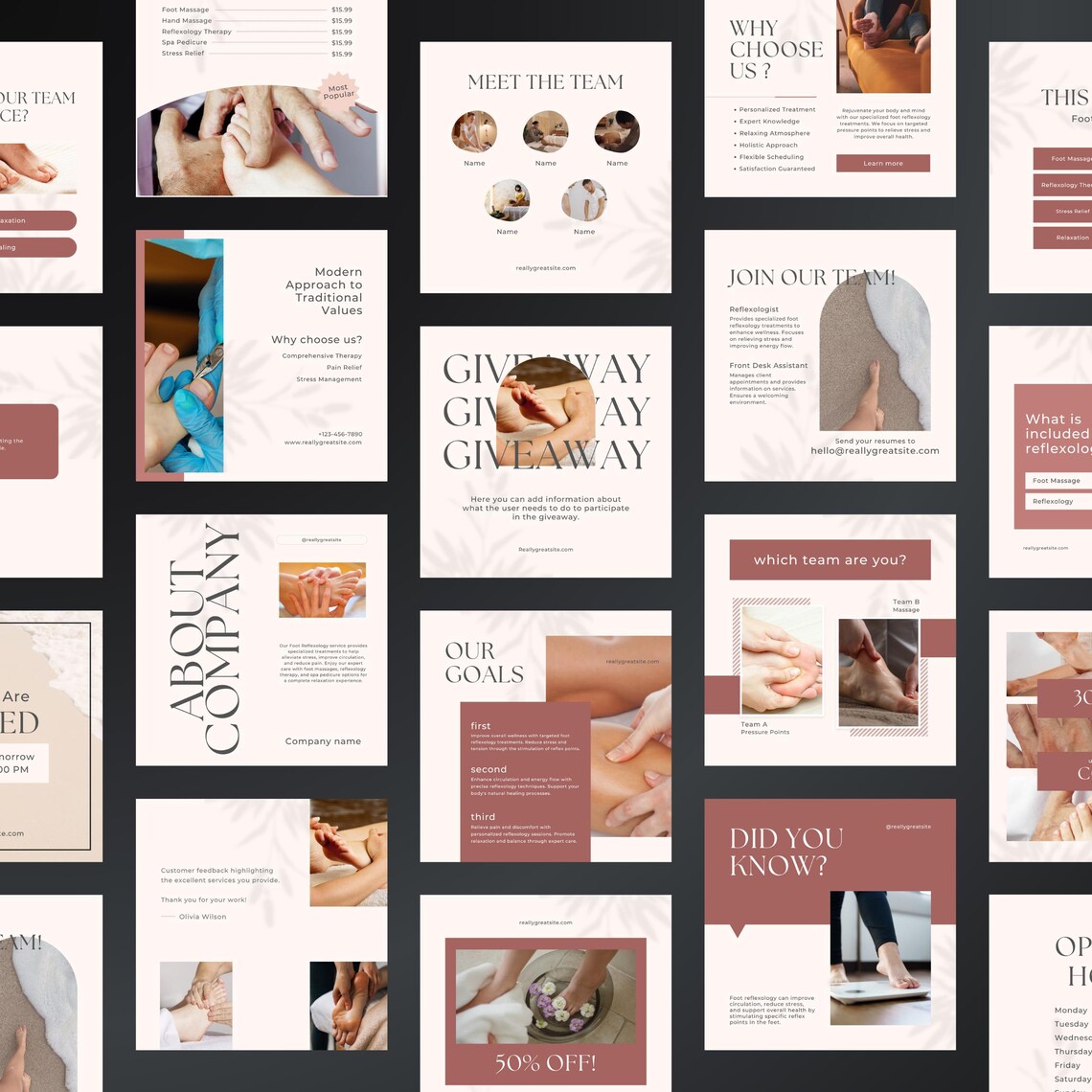 Foot Reflexology Canva Templates | Editable Instagram Posts for ...