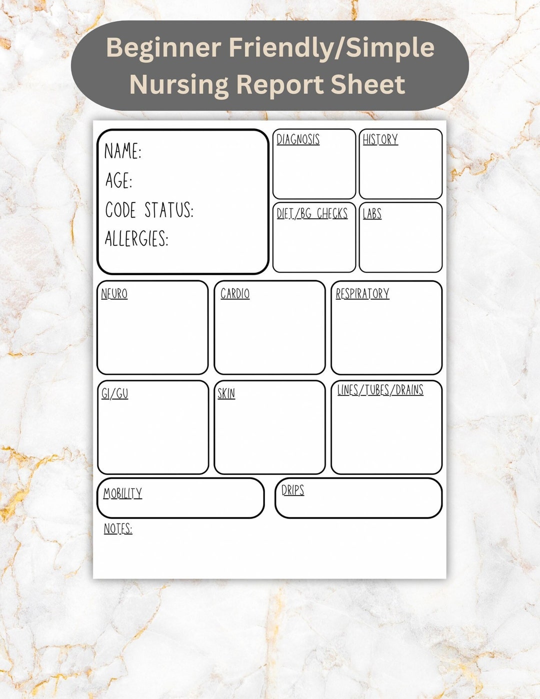 Nursing Report Sheet, Nurse Report Sheet, Easy to Use, Registered Nurse ...
