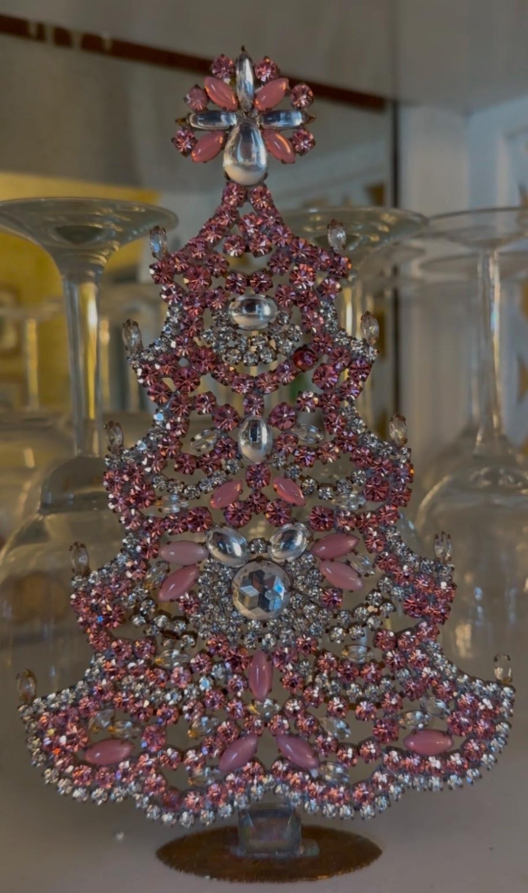 Pink 9 Czech Rhinestone Tree, Vintage Czech Christmas Tree, Unique ...