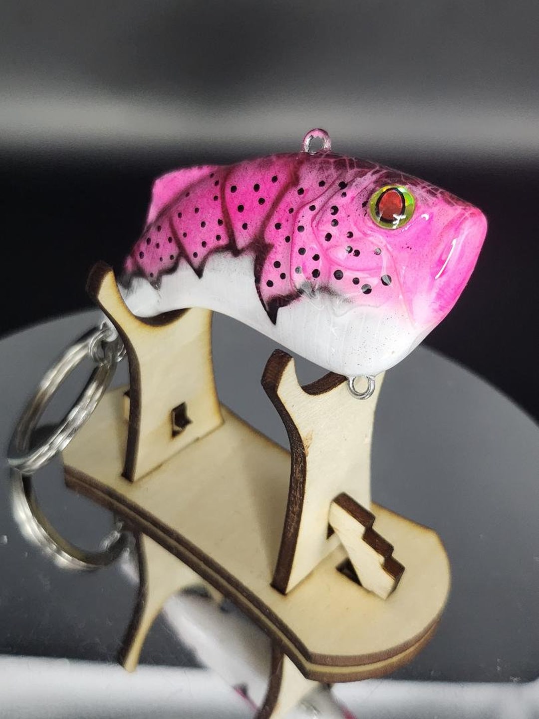 2 1/2" Fish Key Ring (pink Crawl) - Custom Painted - Etsy