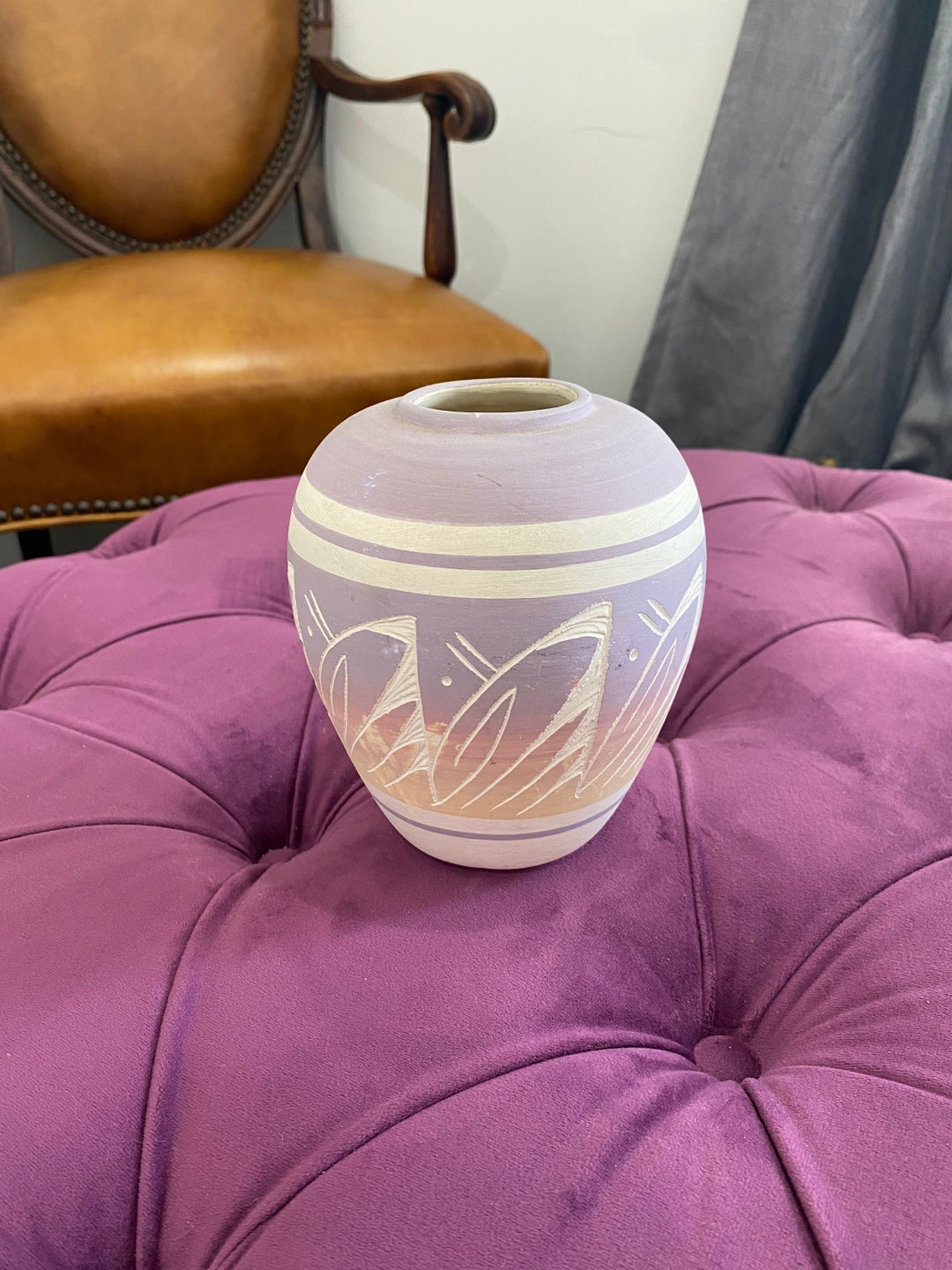 Purple Native American Pottery Vase - Etsy