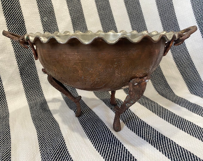 Persian Footed Copper Fruit Bowl - Etsy