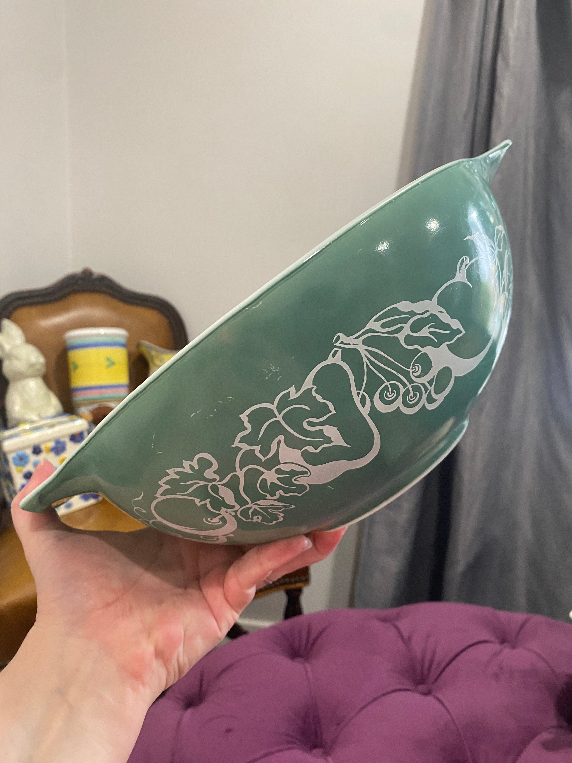 1960’s Teal PYREX Fruit Salad Pattern Bowl - Etsy