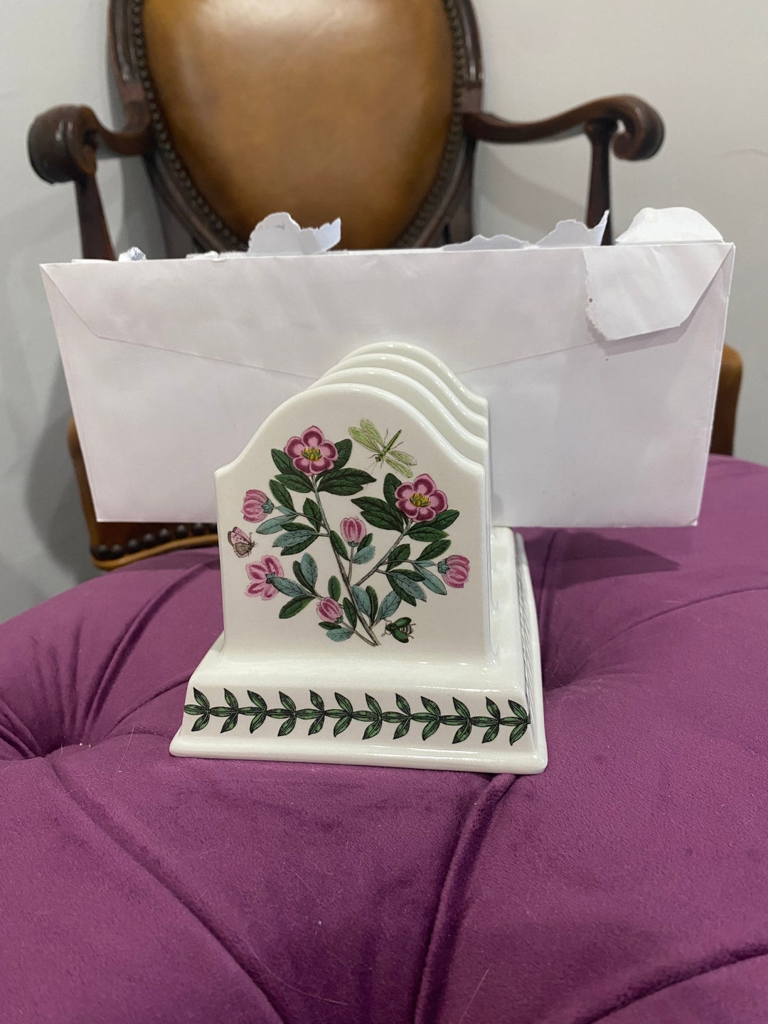 1970s Floral Porcelain Letter Holder - Etsy