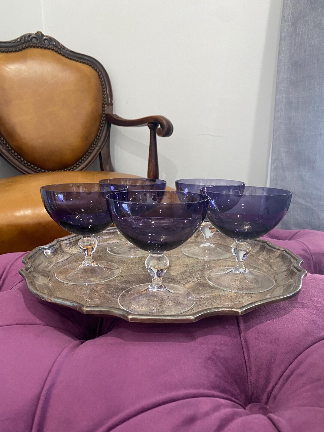 Set of 5 Purple Cocktail Glasses - Etsy