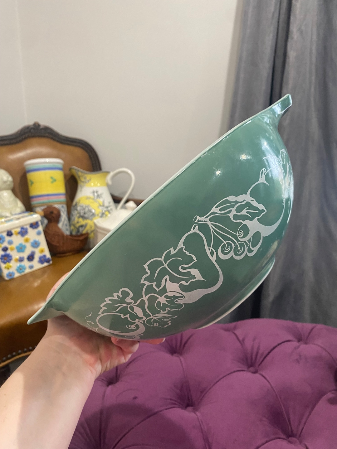 1960’s Teal PYREX Fruit Salad Pattern Bowl - Etsy