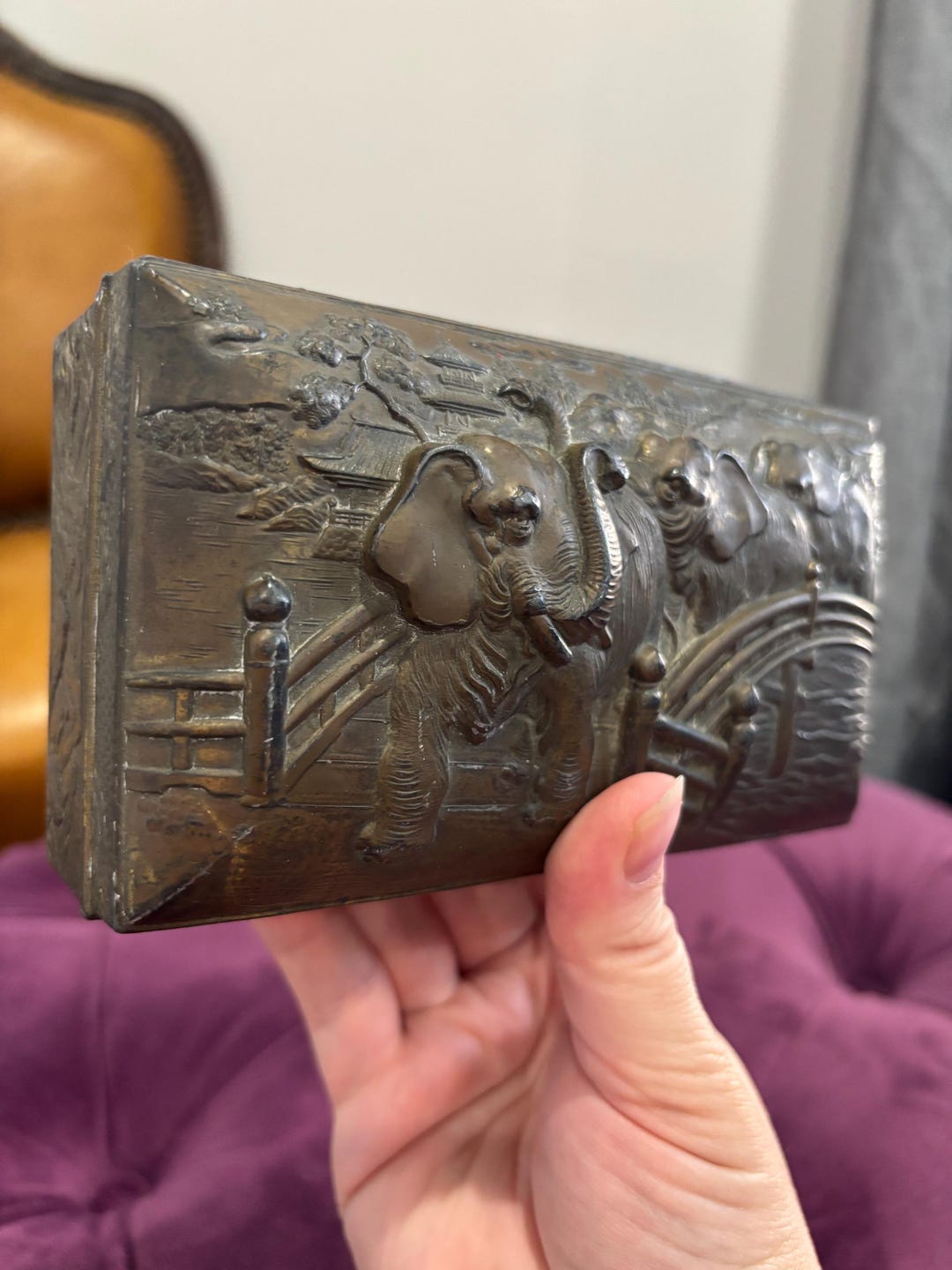 Vintage Thai Cedar-lined Metal Elephant Cigarette Box - Etsy