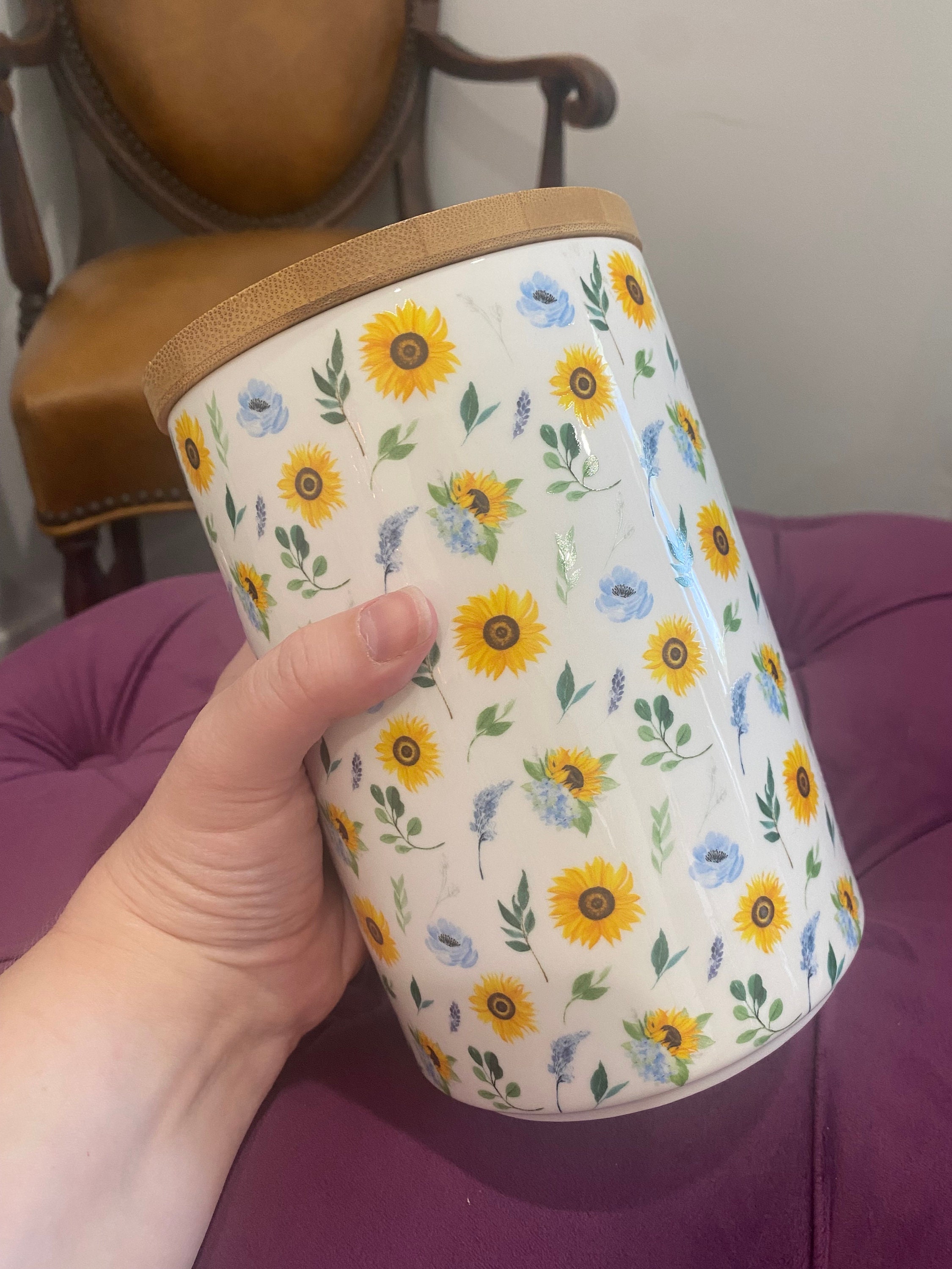 Vintage Grace Pantry Sunflower Porcelain Canister - Etsy
