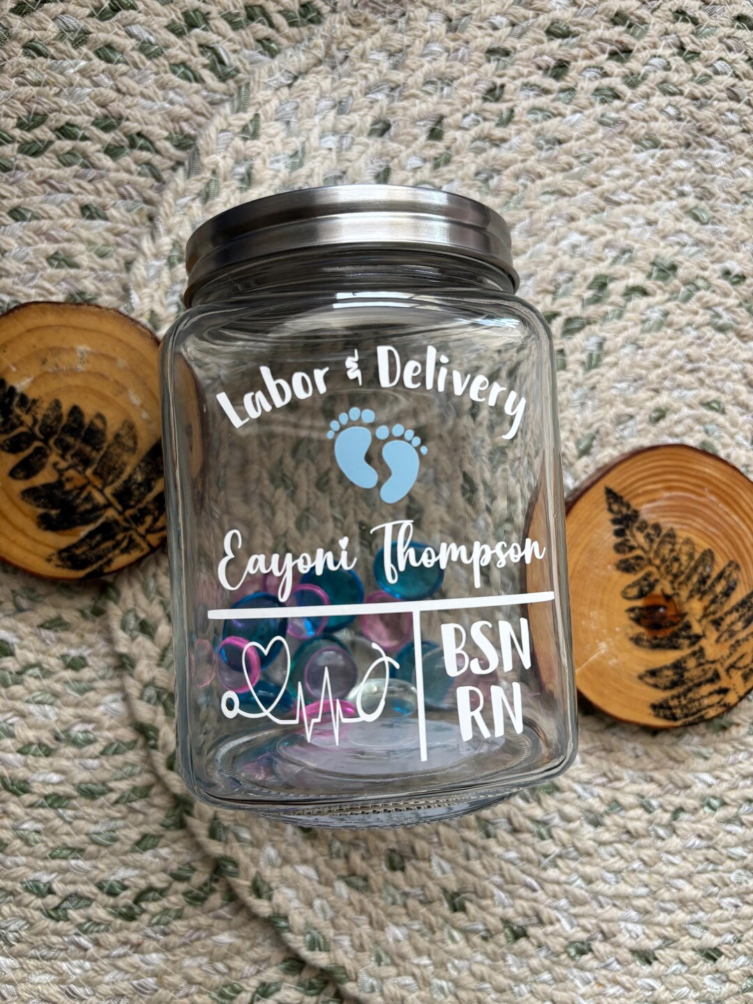 Personalized Labor & Delivery Jar, Baby Tracker, RN Gift, OB Nurse Gift ...