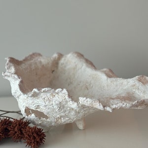 Nature Inspired Paper Clay Sculpture Bowl Wabi Sabi Vessel Art for Boho ...