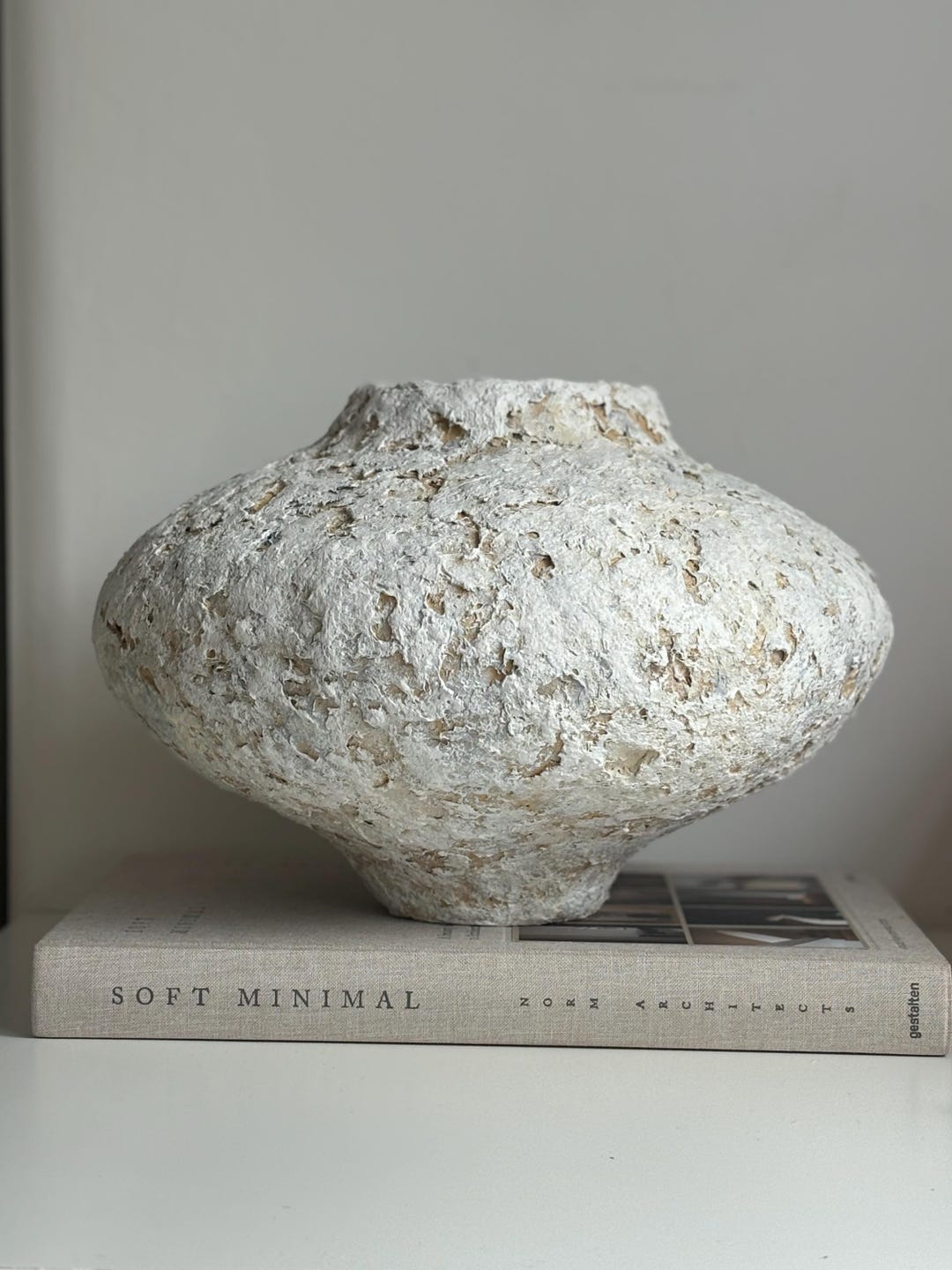 Large Neutral Vessel - Wabi Sabi Paper Clay Vase - Contemporary ...