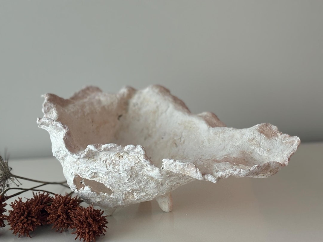 Nature Inspired Paper Clay Sculpture Bowl - Wabi Sabi Vessel Art for ...