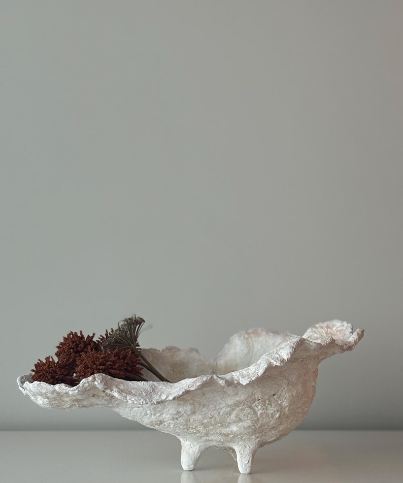 Nature Inspired Paper Clay Sculpture Bowl Wabi Sabi Vessel Art for Boho ...