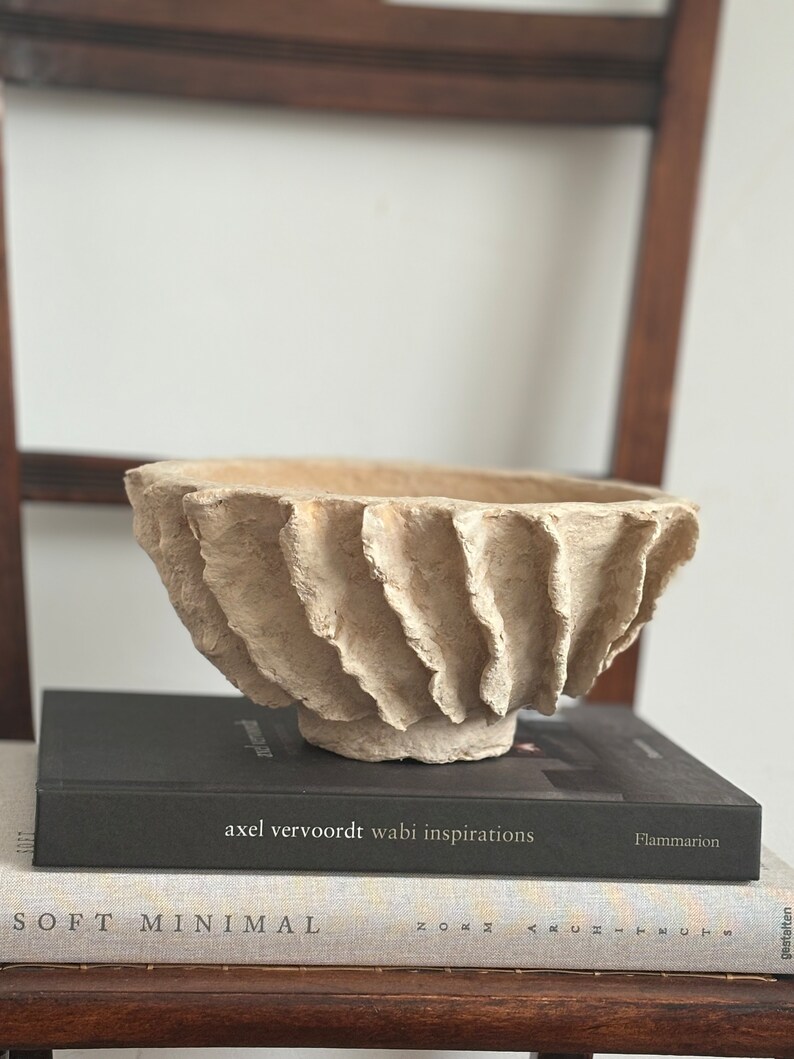 Handmade Paper Clay Bowl With Structural Ridges Detail, Wabi-sabi ...