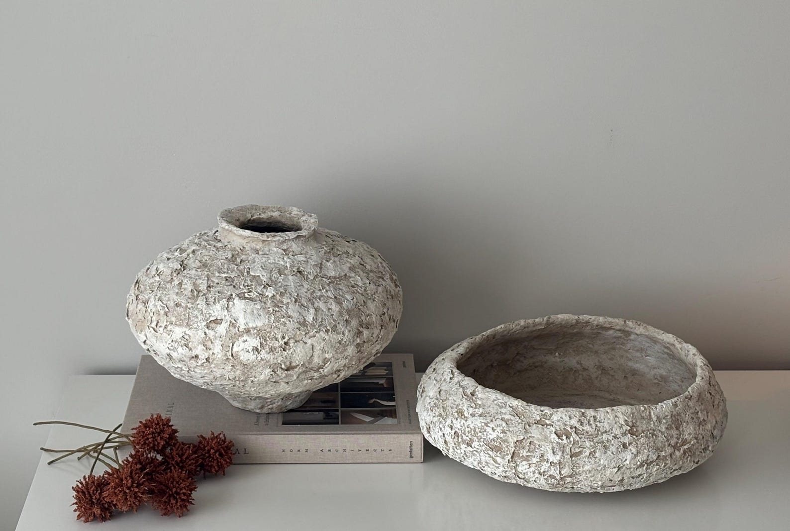 Wabi Sabi Paper Clay Vase – Large Handmade Sculptural Vessel – Textured ...