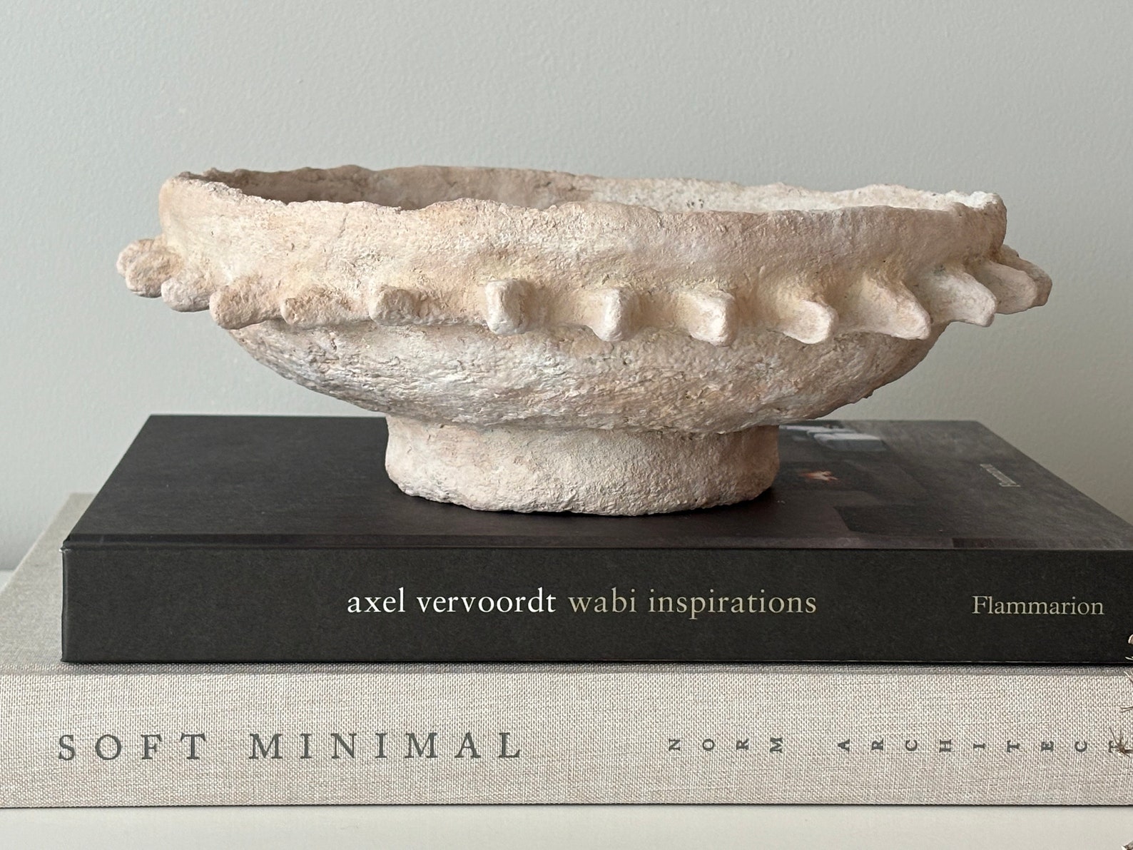 Rustic Wabi-sabi Paper Clay Bowl With Spikes Detail, Handcrafted Home ...