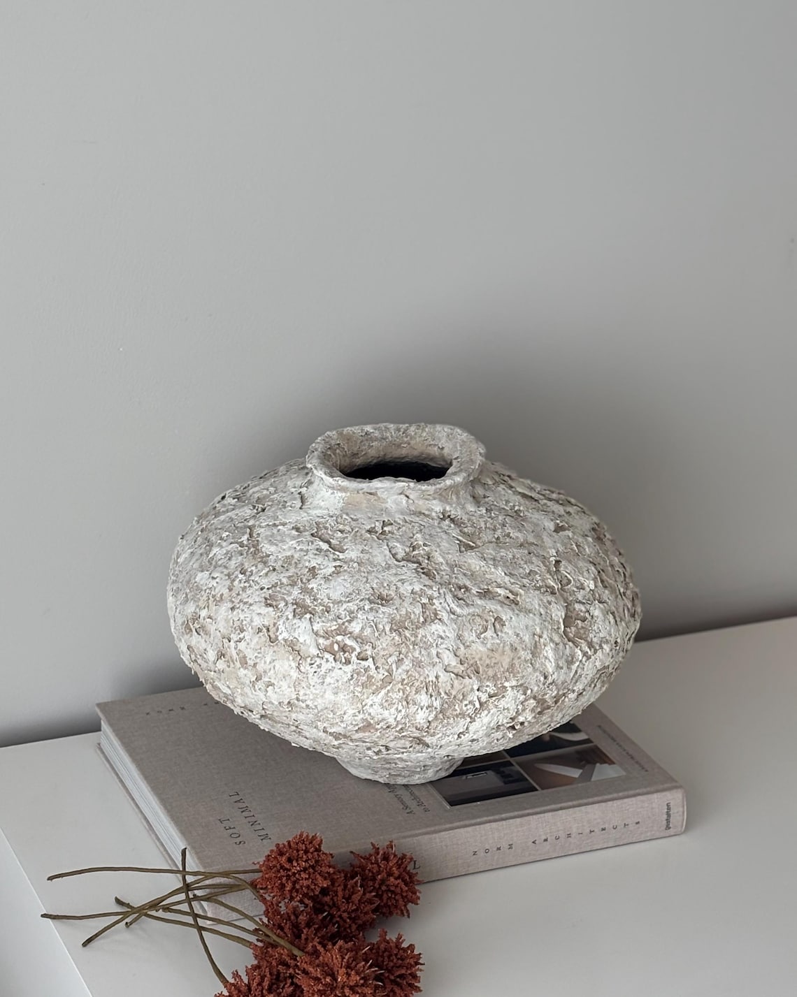 Wabi Sabi Paper Clay Vase – Large Handmade Sculptural Vessel – Textured ...