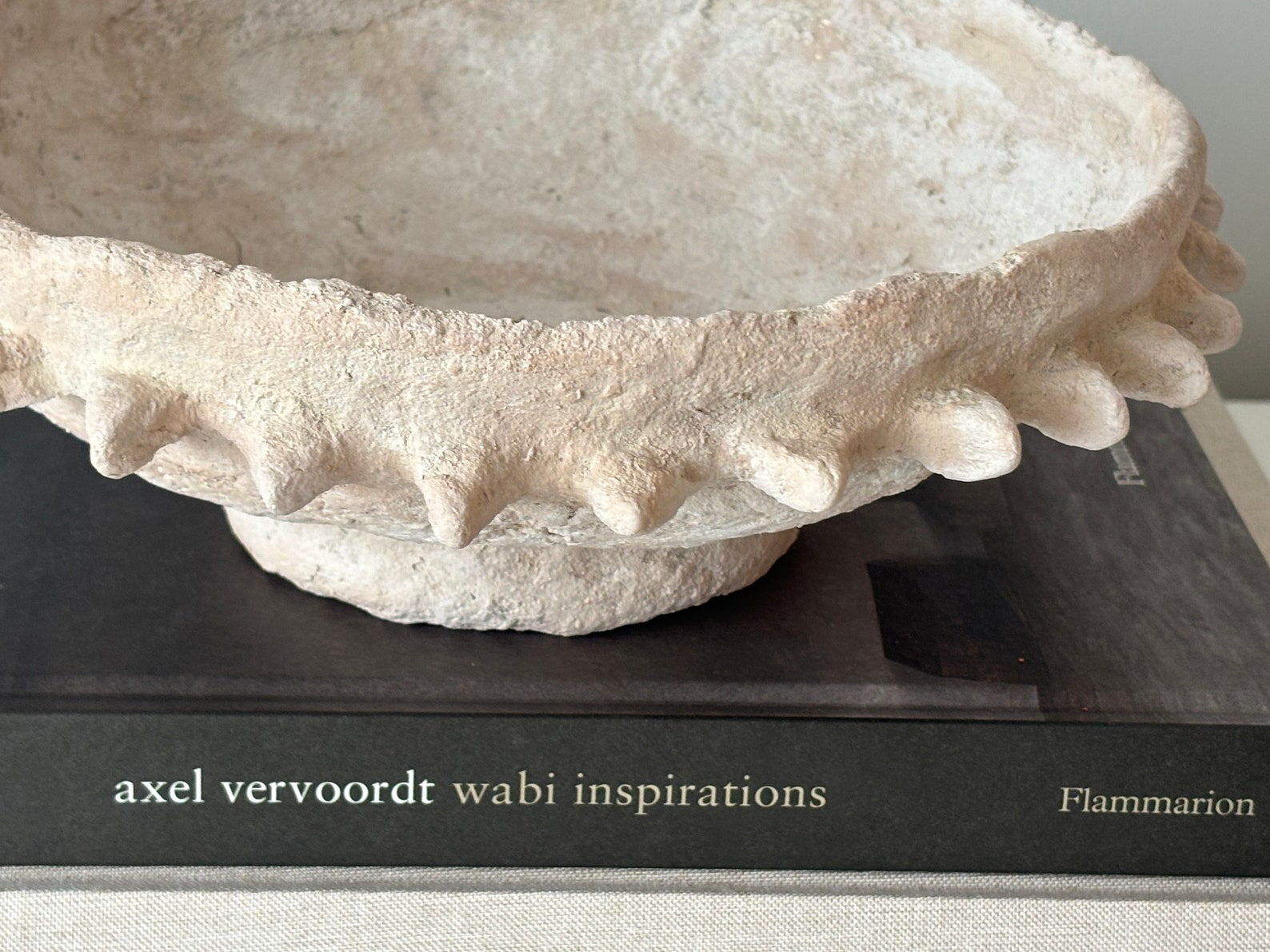 Rustic Wabi-sabi Paper Clay Bowl With Spikes Detail, Handcrafted Home ...