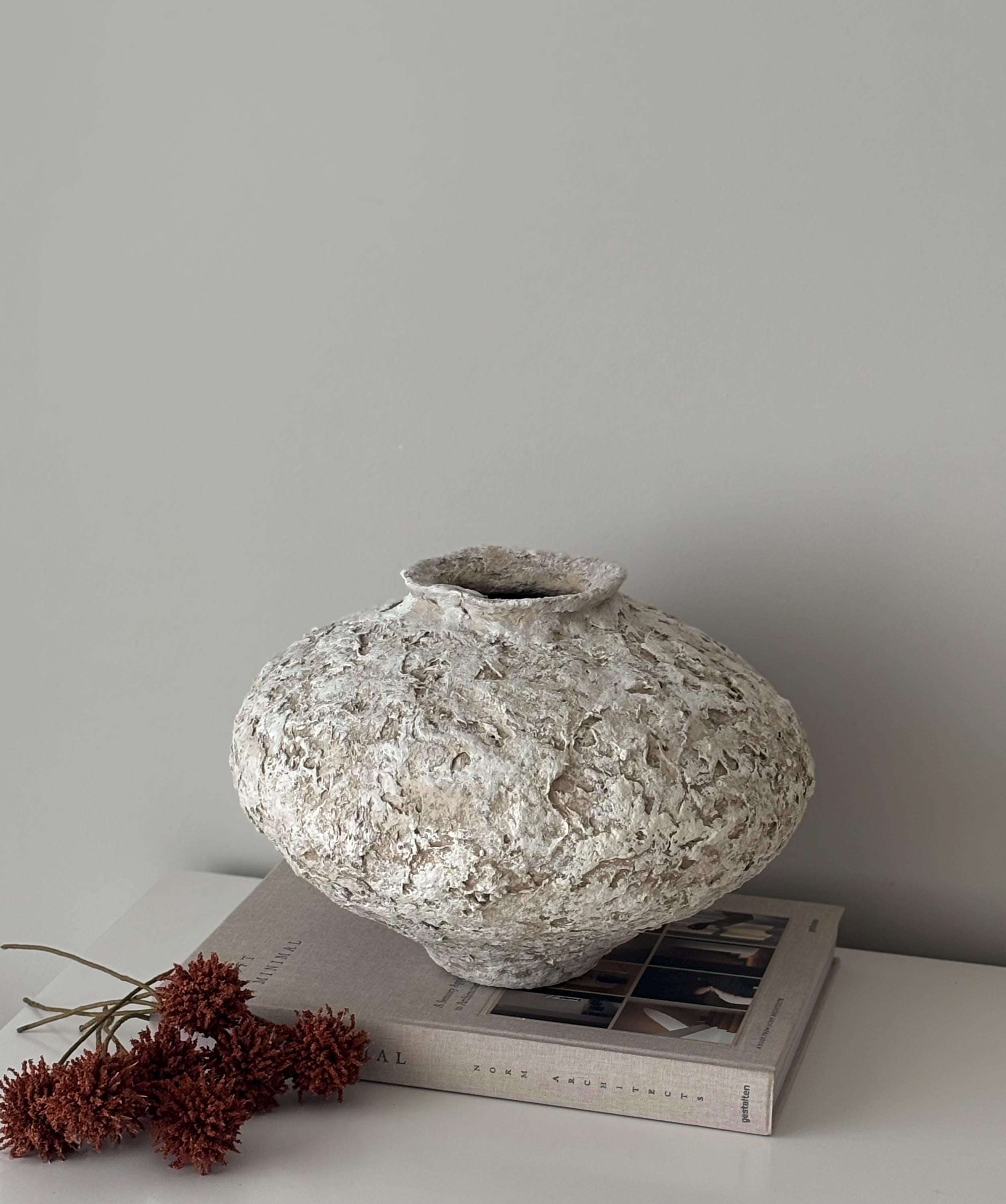 Wabi Sabi Paper Clay Vase – Large Handmade Sculptural Vessel – Textured ...