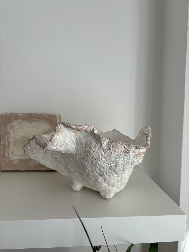 Nature Inspired Paper Mache Sculpture Bowl Wabi Sabi Vessel Art for ...