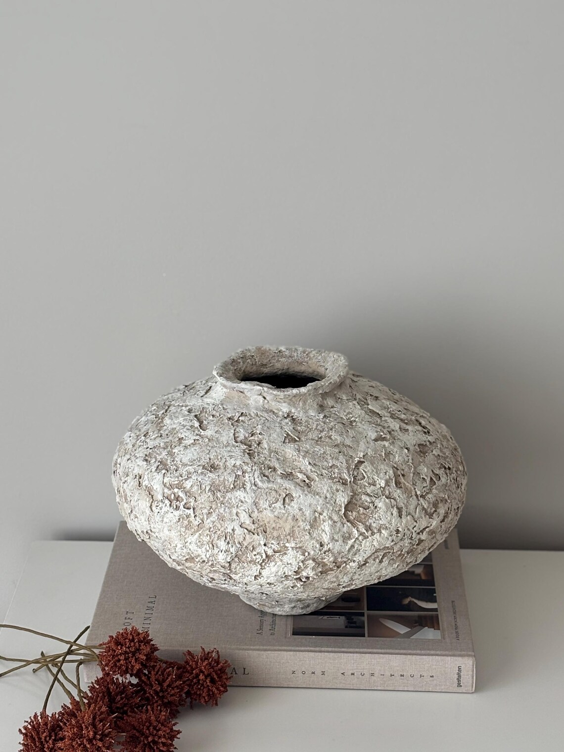 Wabi Sabi Paper Clay Vase – Large Handmade Sculptural Vessel – Textured ...