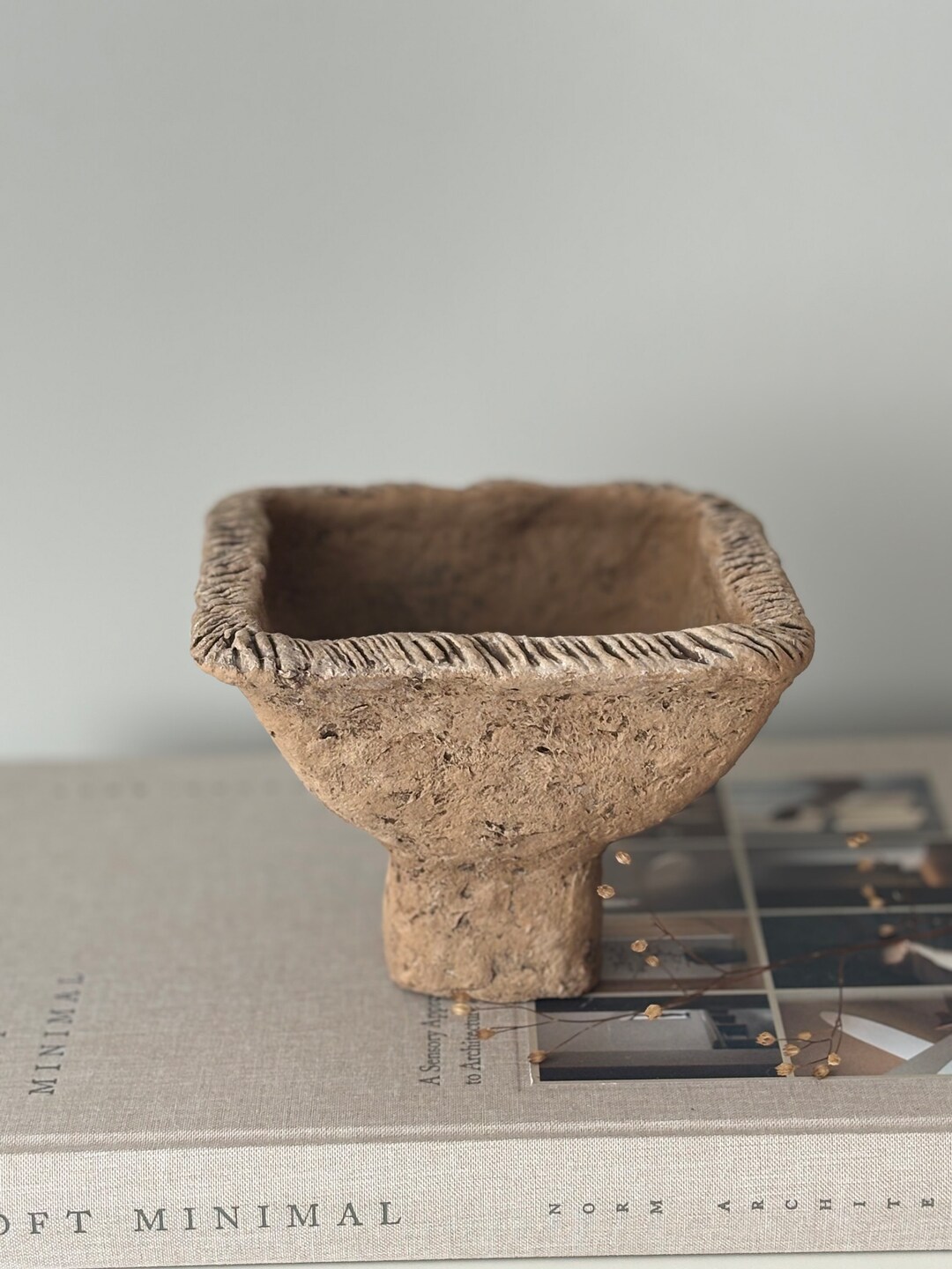 Paper Clay Bowl, Pedestal Tray, Wabi Sabi Style Pottery, Small Vessel ...
