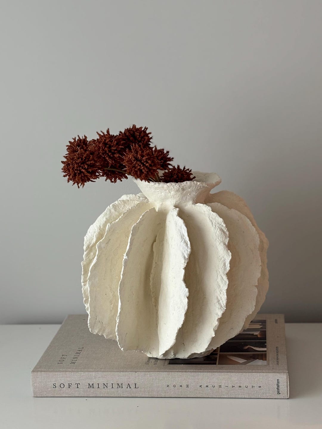 Handmade Paper Clay Vase: Large White Sculptural Japandi Vessel - Etsy