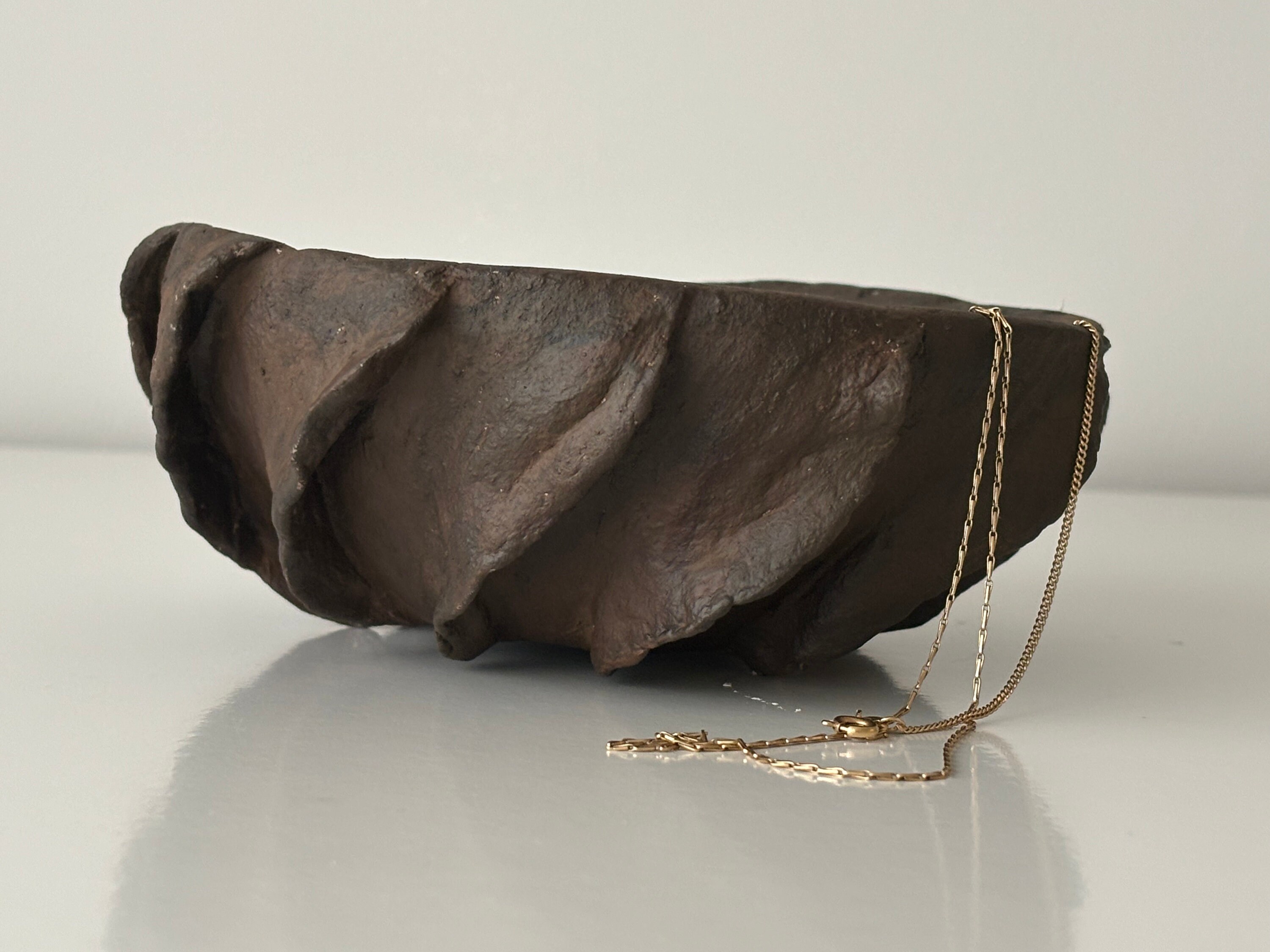 Handcrafted Tribal Inspired Brown Trinket Dish Unique Paper Clay Design ...