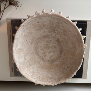 Rustic Wabi-sabi Paper Clay Bowl With Spikes Detail, Handcrafted Home ...