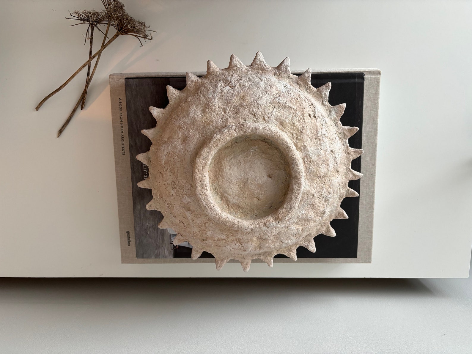 Rustic Wabi-sabi Paper Clay Bowl With Spikes Detail, Handcrafted Home ...