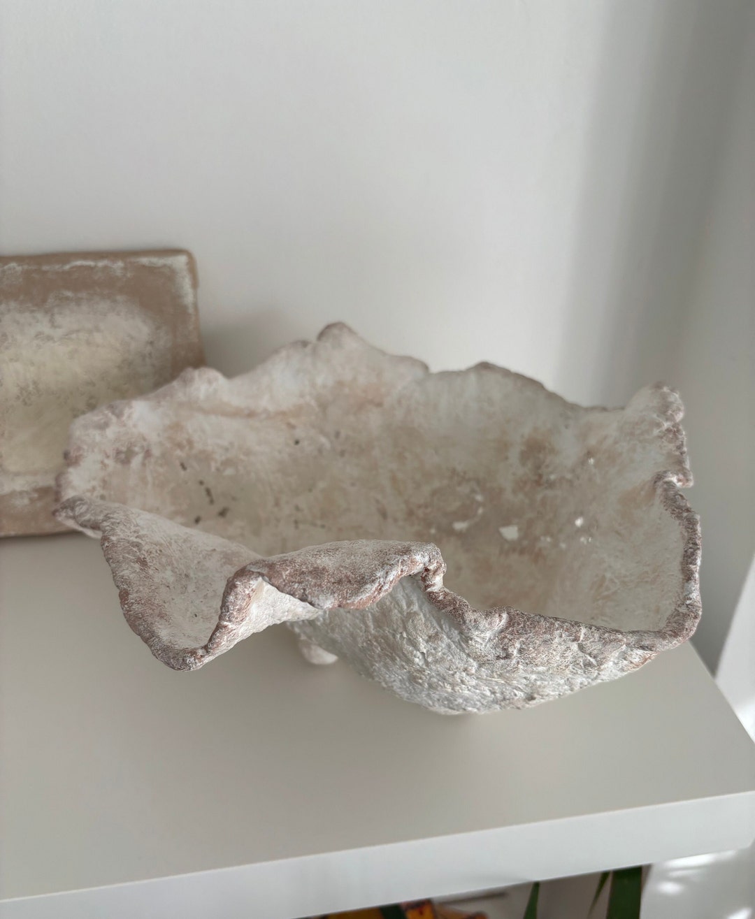 Nature Inspired Paper Clay Sculpture Bowl Wabi Sabi Vessel Art for Boho ...