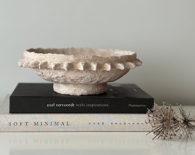 Rustic Wabi-sabi Paper Clay Bowl With Spikes Detail, Handcrafted Home ...