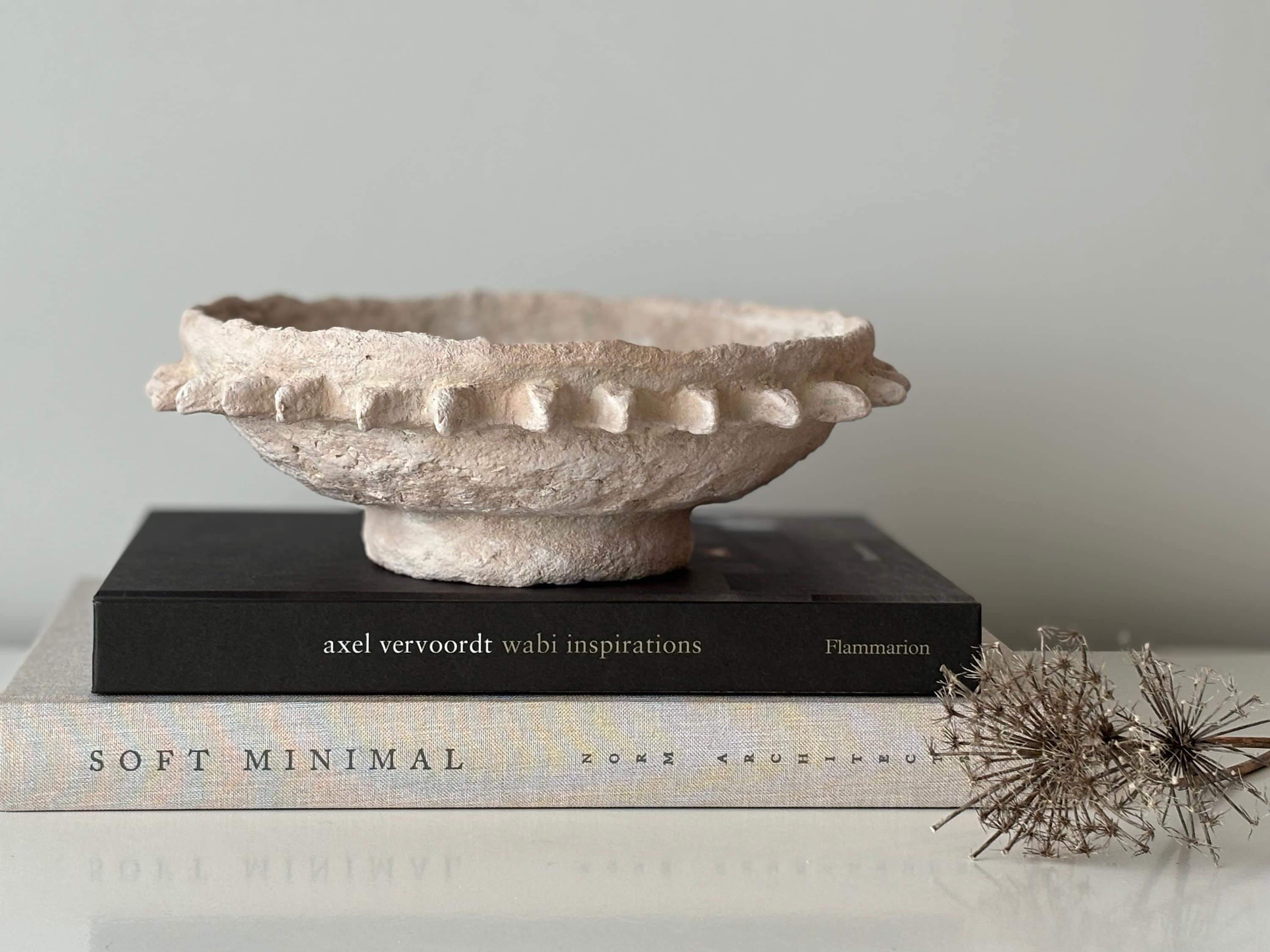 Rustic Wabi-sabi Paper Clay Bowl With Spikes Detail, Handcrafted Home ...