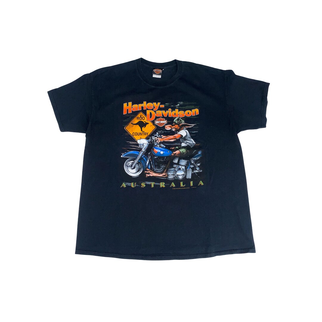 Vintage HARLEY DAVIDSON T-shirt Sydney Australia Kangaroo Motorcycle ...