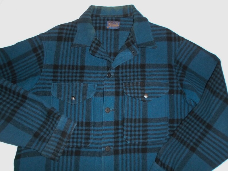 PENDLETON Wool Mackinaw Jac Shirt Jacket Vintage 70s Tartan Plaid Heavy ...