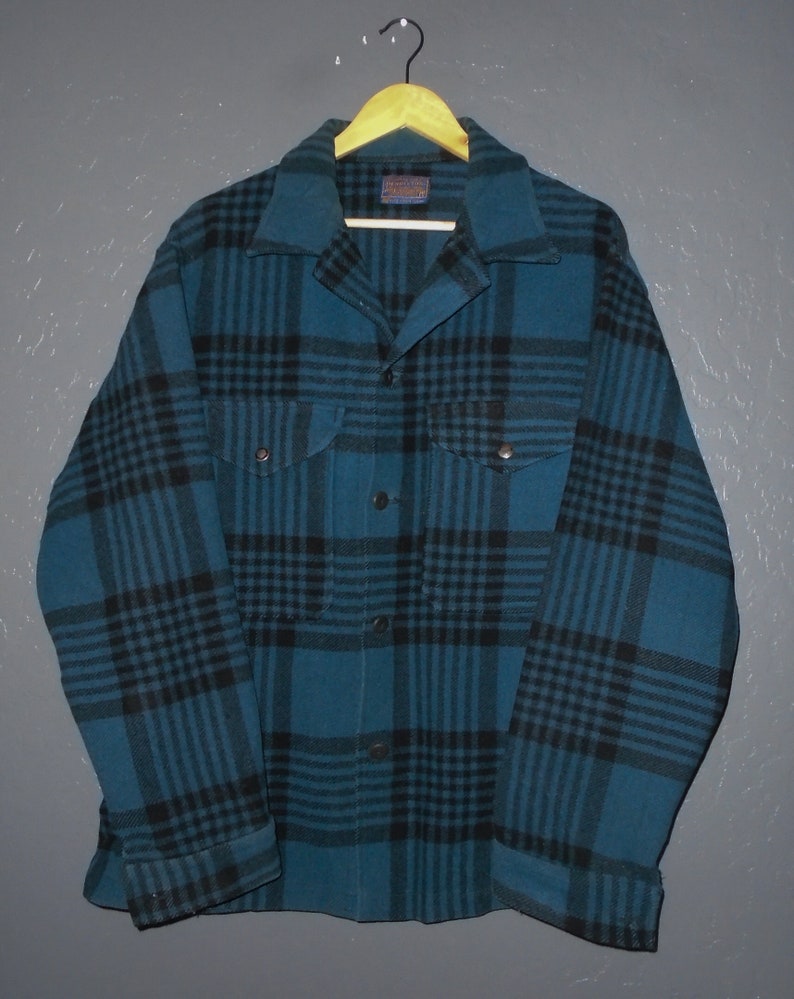 PENDLETON Wool Mackinaw Jac Shirt Jacket Vintage 70s Tartan Plaid Heavy ...