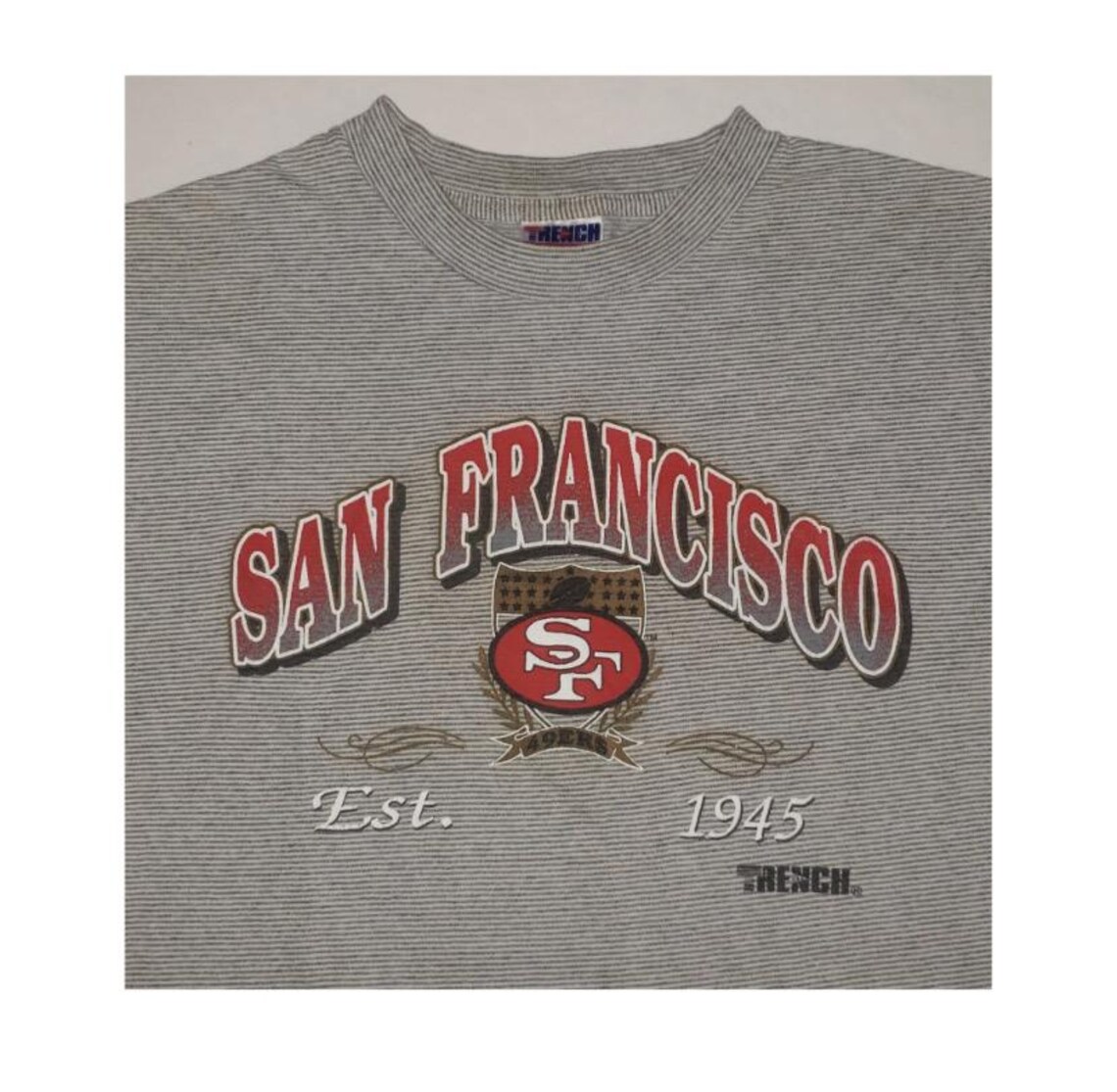 Vintage 90’s San Francisco 49ers NFL Football Striped Trench T-shirt ...