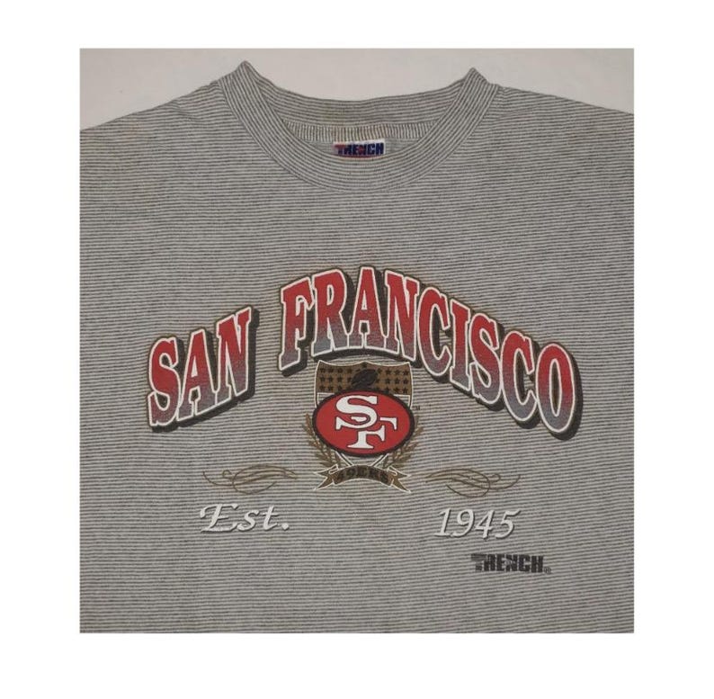 Vintage 90’s San Francisco 49ers NFL Football Striped Trench T-shirt ...